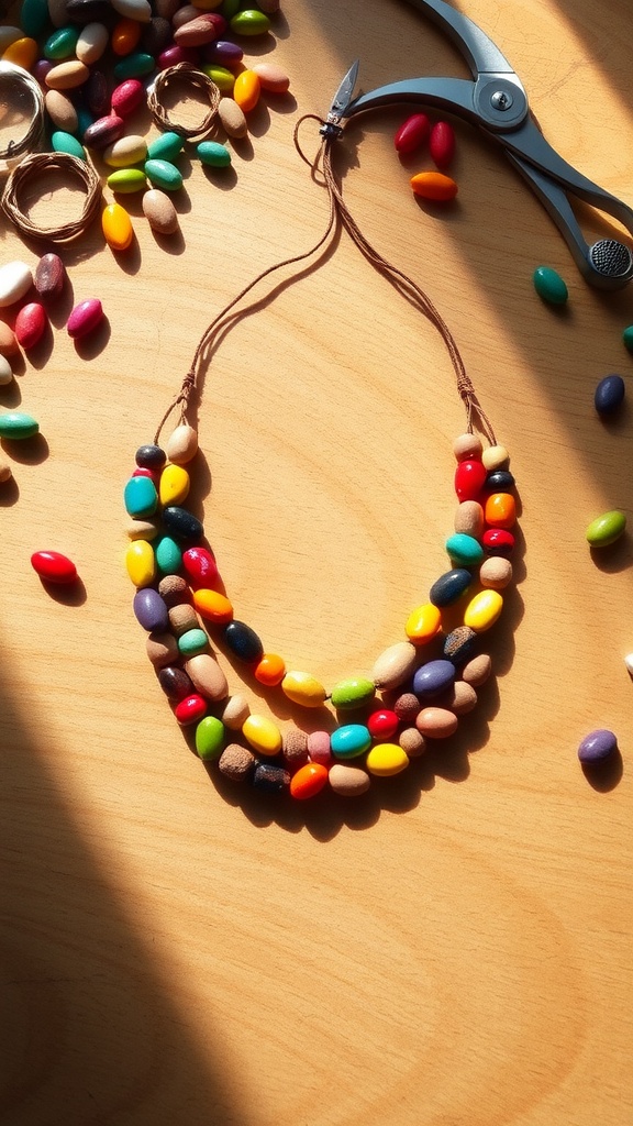 Colorful Bean Necklace Craft Recipe